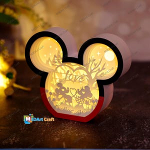 Set 2 Head Mickey Shadow Box, Lightbox SVG for Cricut Projects Diy ...