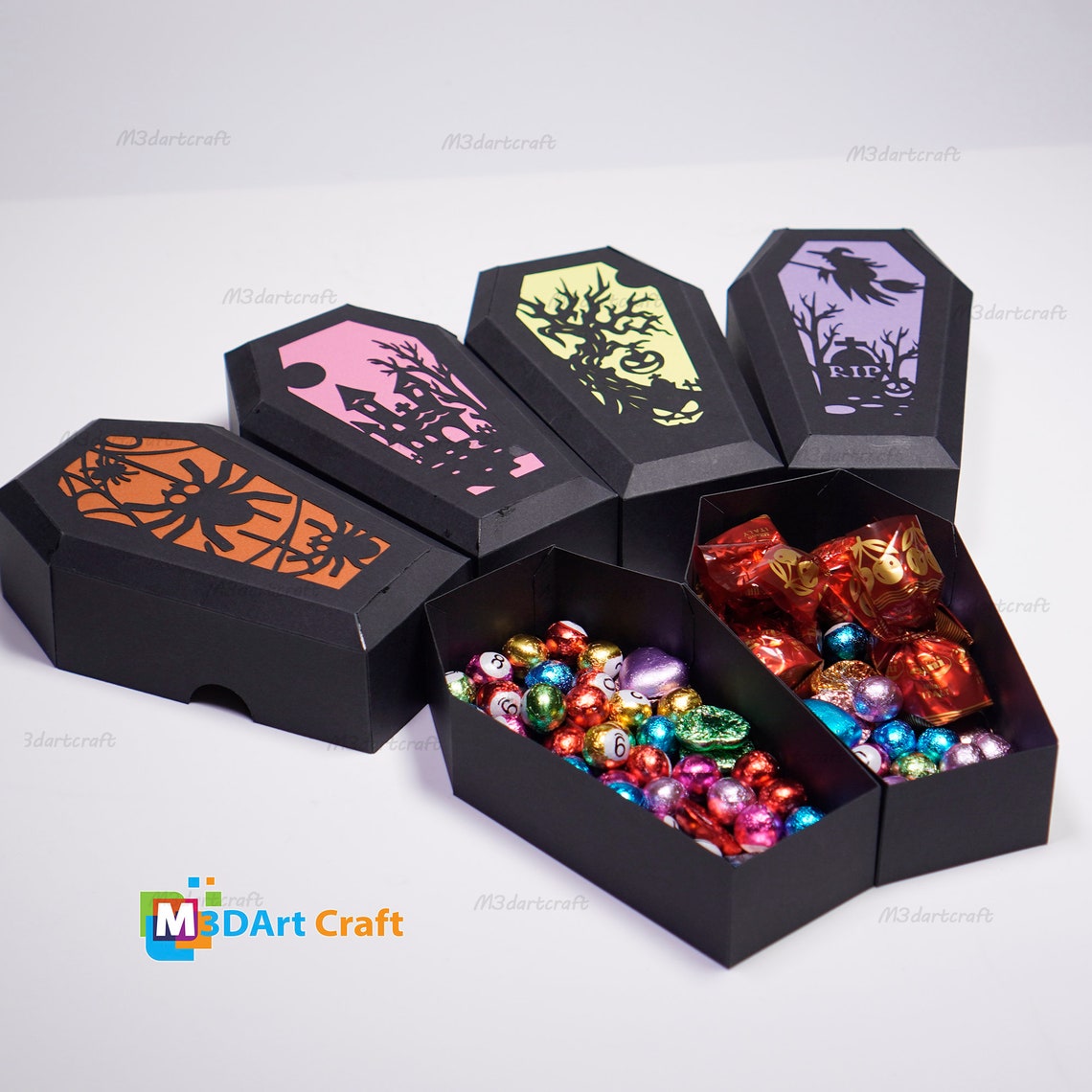 Pack 4 Coffin Box SVG Silhouette Studio Templates Creating - Etsy