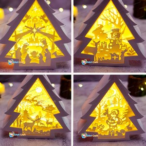 Pack 5 Christmas Tree Shadow Box, Paper Lantern SVG Template , X-mas ...