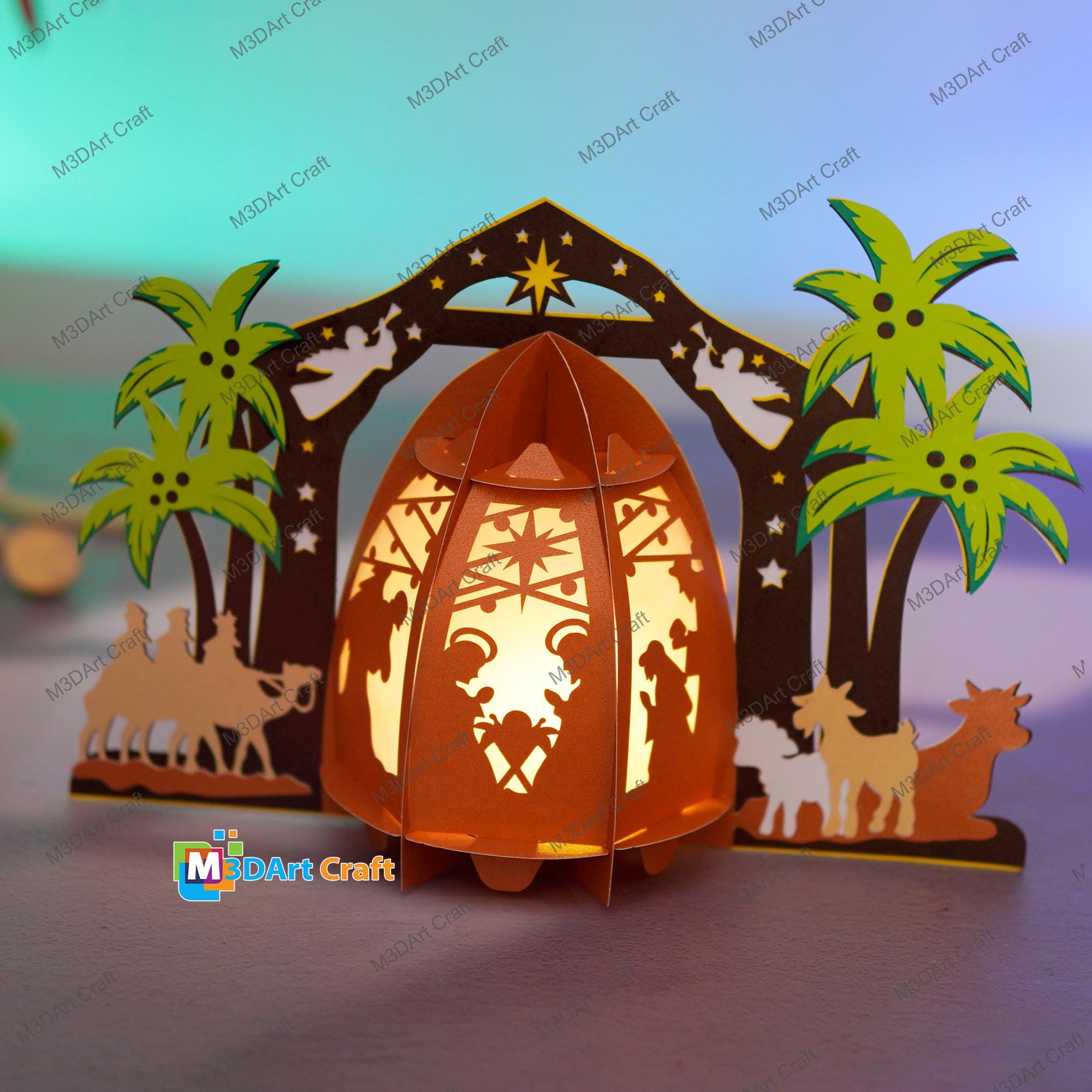 Set 3 Nativity Scene Lantern PDF, SVG, Studio Templates - DIY Christmas ...