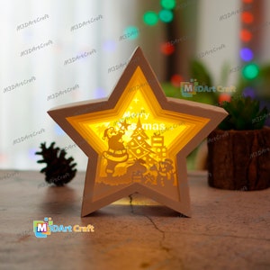 Pack 3 Christmas Star Lantern Shadow Box SVG for Cricut Proroject ...