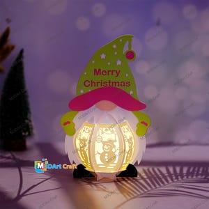 Christmas Gnome Lantern SVG, Studio, PDF Template - DIY Gnome Paper ...