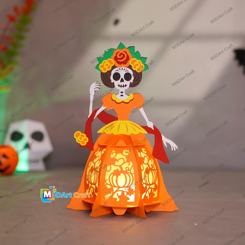 Pack 3 Catrina Lantern Templates – Halloween Day of the Dead SVG PDF ...