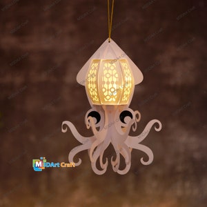 Set 3 Squid Lantern PDF, SVG, Silhouette Studio Templates - Ocean ...