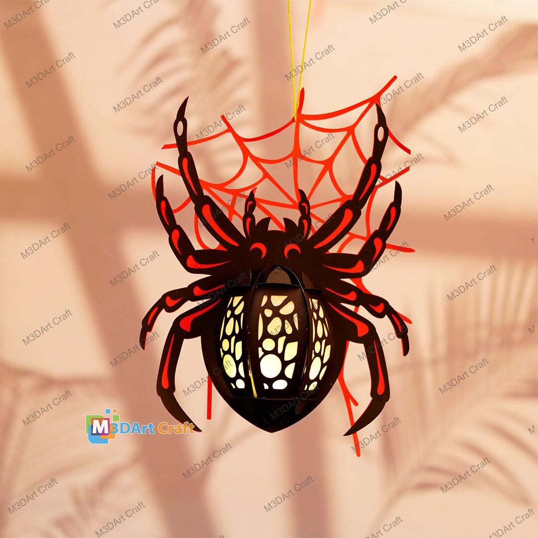 Spider Lanterns PDF, SVG Templates Halloween Paper Cut Lamps - Paper ...