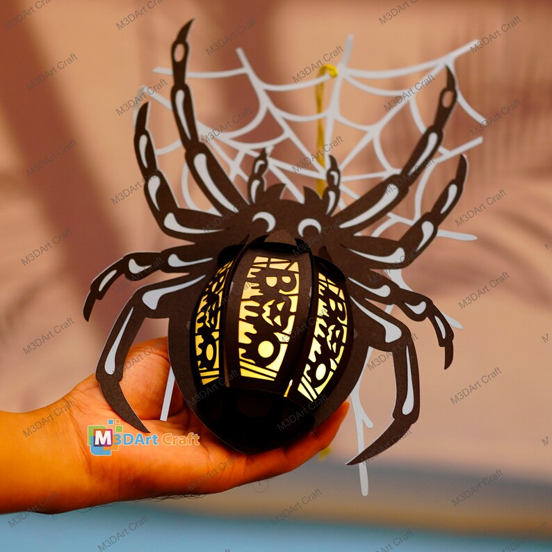 Set 3 Spider Lanterns PDF, SVG Templates Halloween Paper Cut Lamps ...