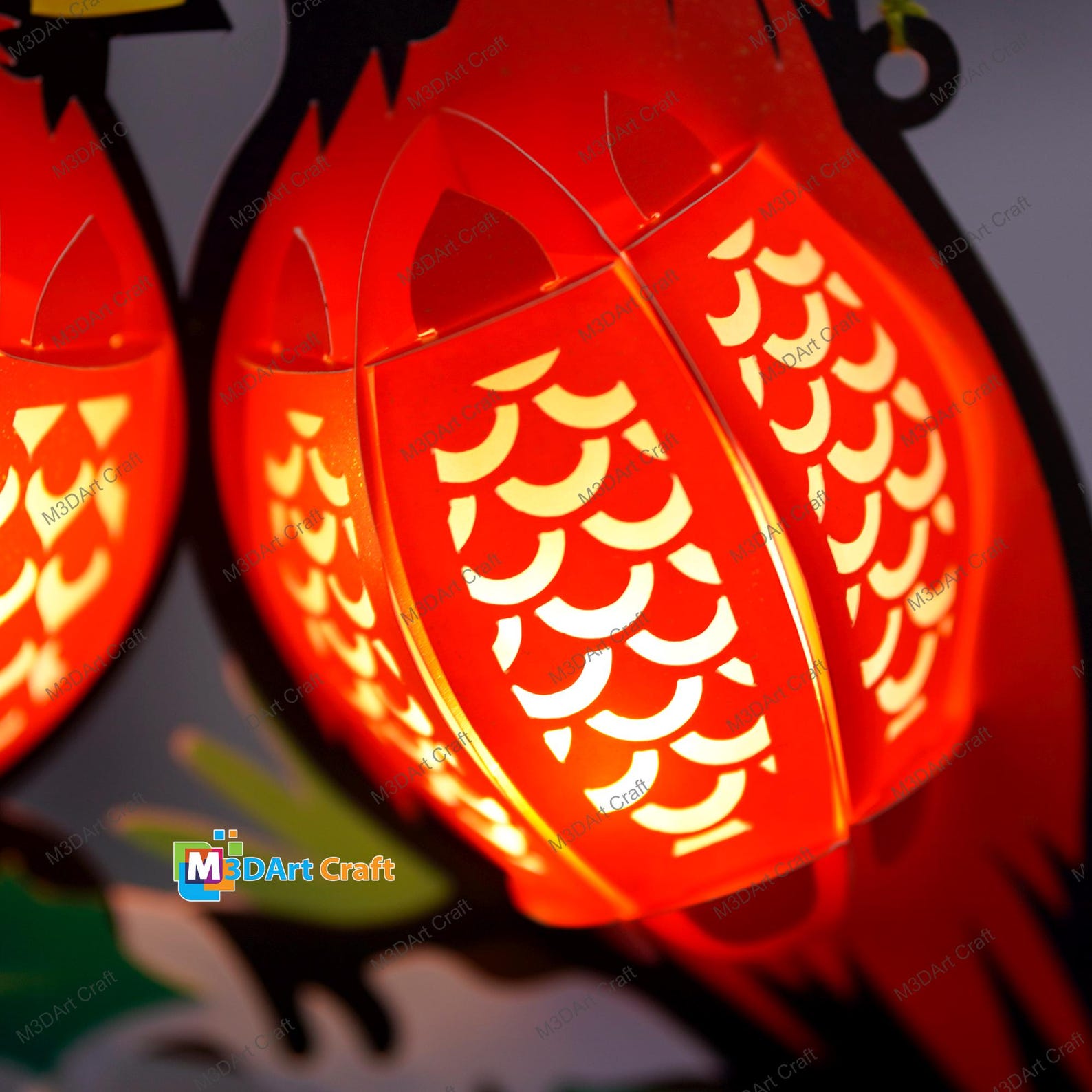 Couple Cardinal Bird Lantern PDF, SVG, Studio Templates - DIY Cardinal ...