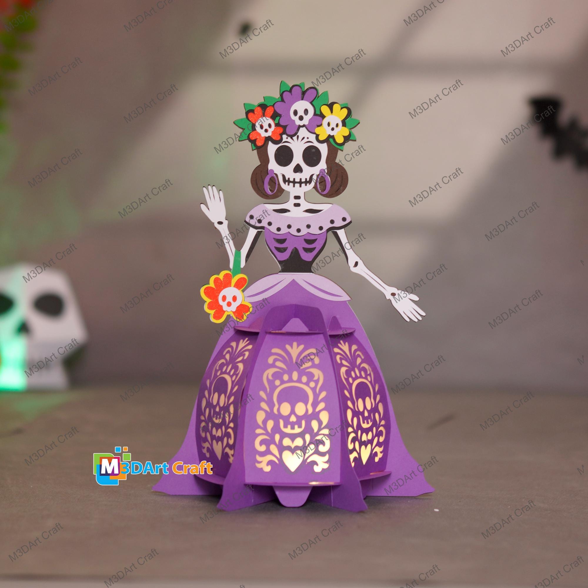 Pack 3 Catrina Lantern Templates – Halloween Day of the Dead SVG PDF ...