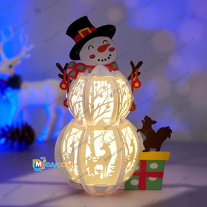Snowman Lantern V3 PDF, Studio, SVG Templates - DIY Christmas Snowman ...