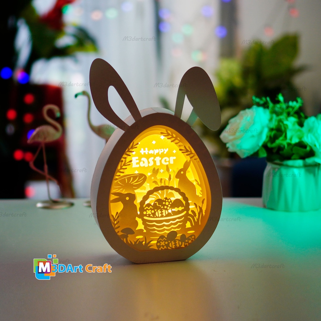 DIY Happy Easter Eggs Shadow Box SVG for Cricut Projects - Easter Paper Lantern - Easter Bunny ...