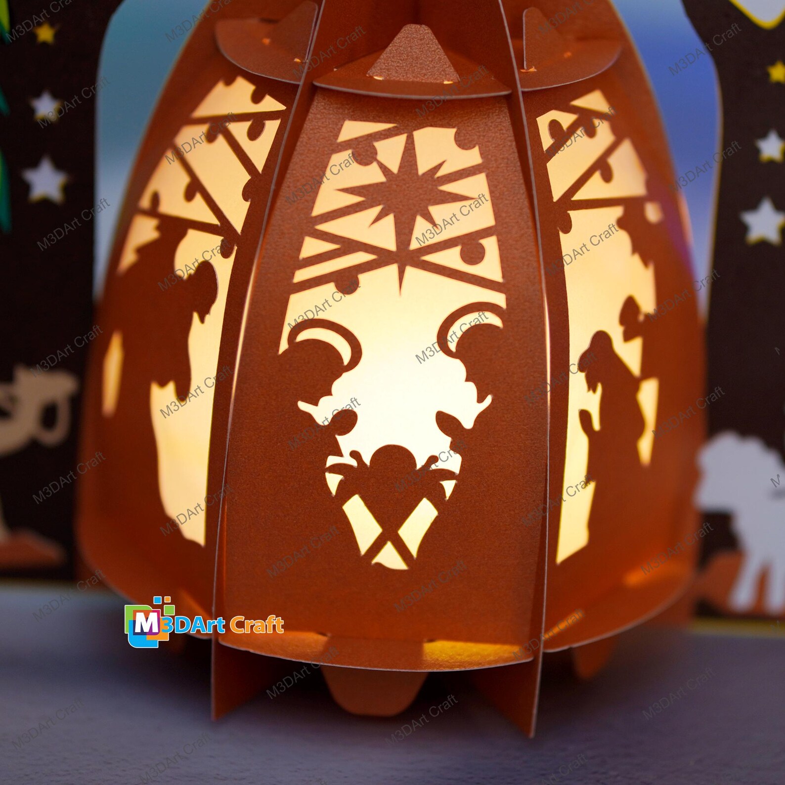 Set 3 Nativity Scene Lantern PDF, SVG, Studio Templates - DIY Christmas ...