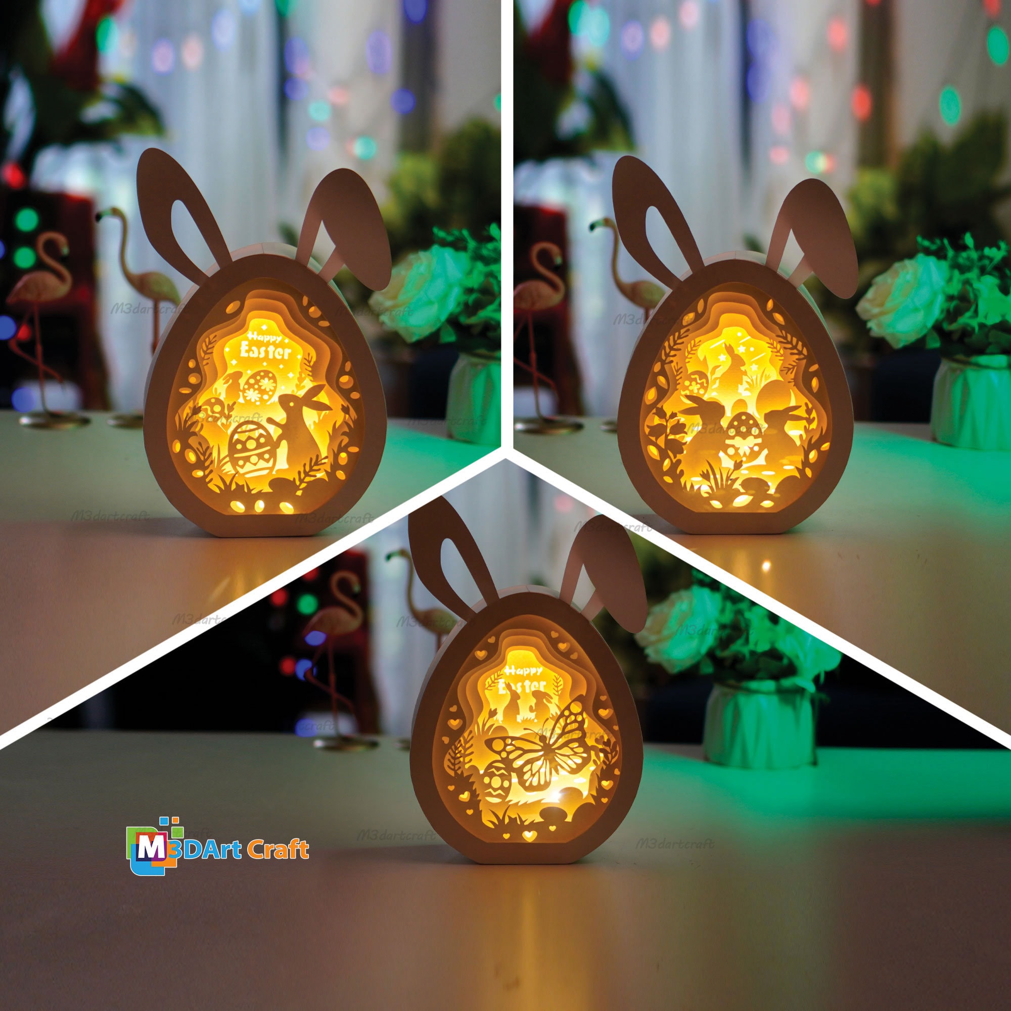 Pack 3 Happy Easter Eggs Shadow Box SVG for Cricut Projects, Easter ...