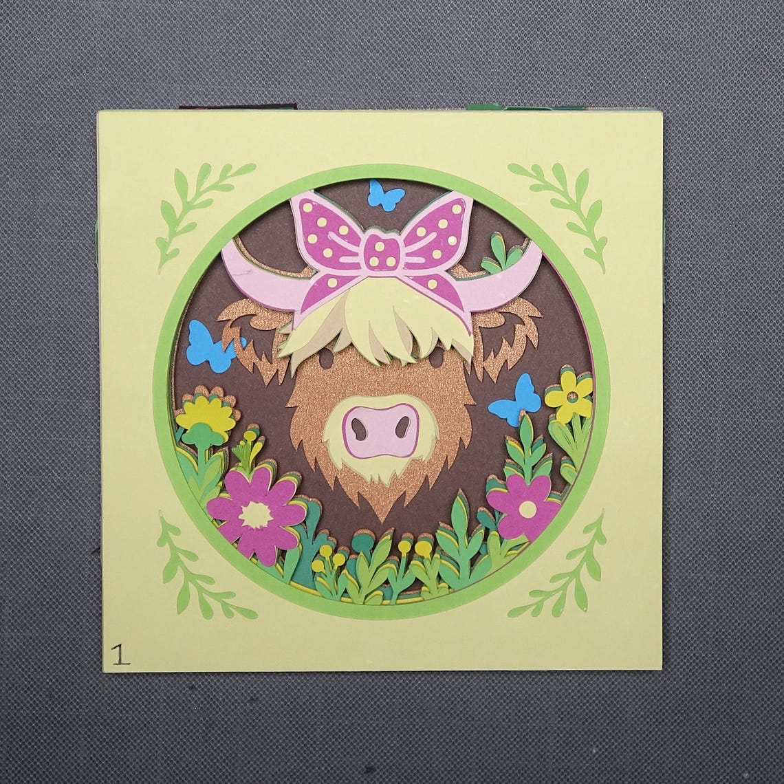 3D Highland Cow Shadow Box SVG, PDF, Studio Template, Farm Shadow Box ...