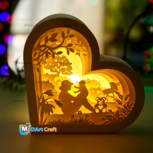 Mother Baby Heart Lanterns Shadow Box SVG for Cricut Projects Diy ...