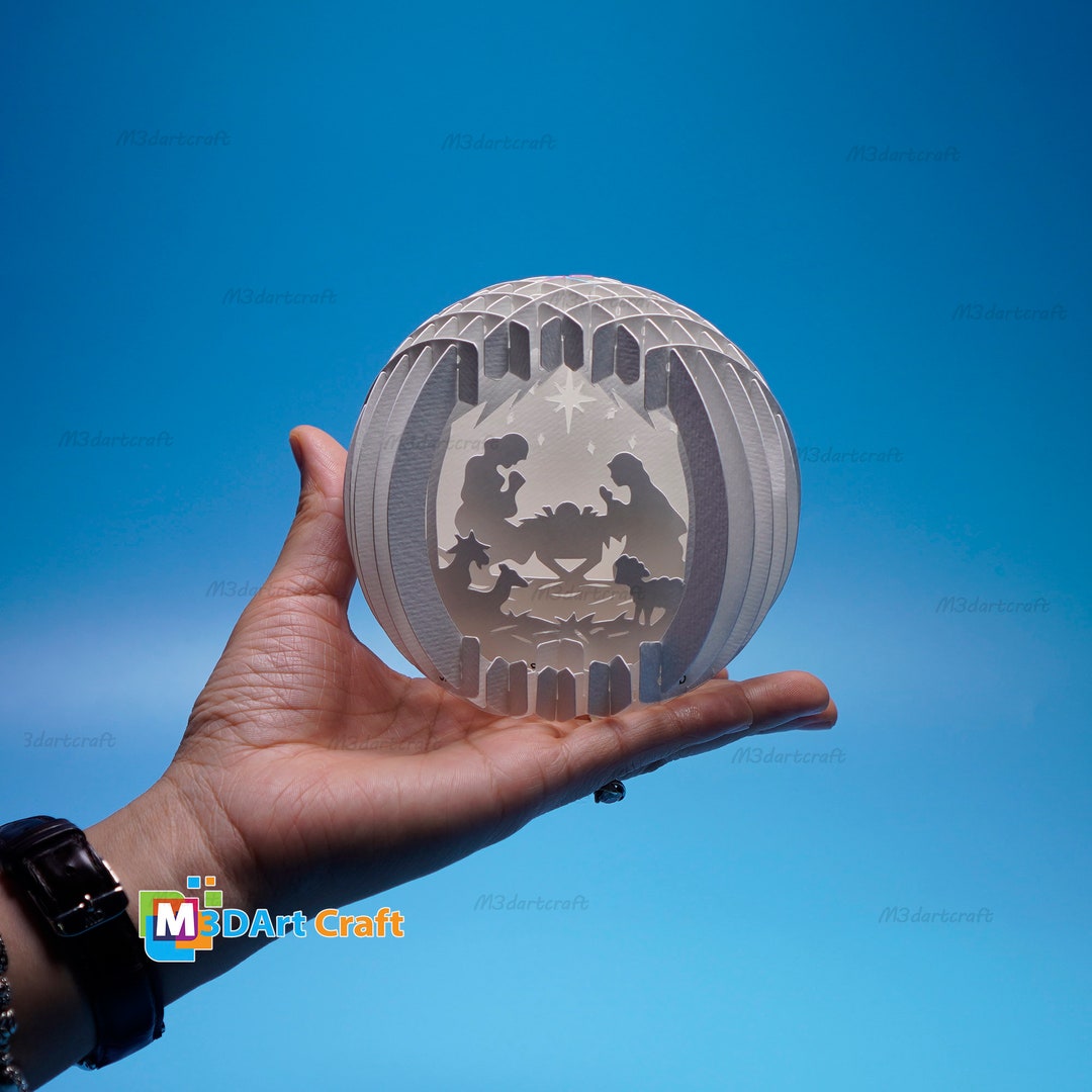 Nativity Scene Sphere Pop up SVG, Silhouette Studio Templates, SVG for ...