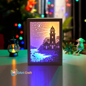 Lighthouse Shadow Box - Lighthouselightbox SVG for Cricut Projects, Paper Cut Shadow Box ...