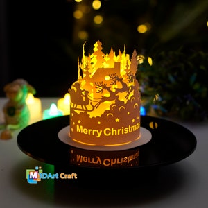 Paper Lanterns Santa Claus Reindeer Rides | Paper Cut Lamp Merry ...