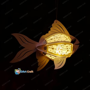 Set 3 Fish Lantern PDF, SVG, Silhouette Studio Templates - Ocean ...