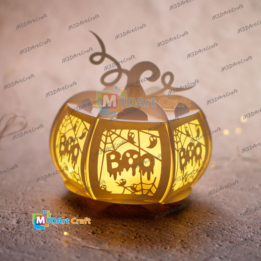 Boo Scene Pumpkin Lantern SVG for Cricut Joy Projects Ghost - Etsy