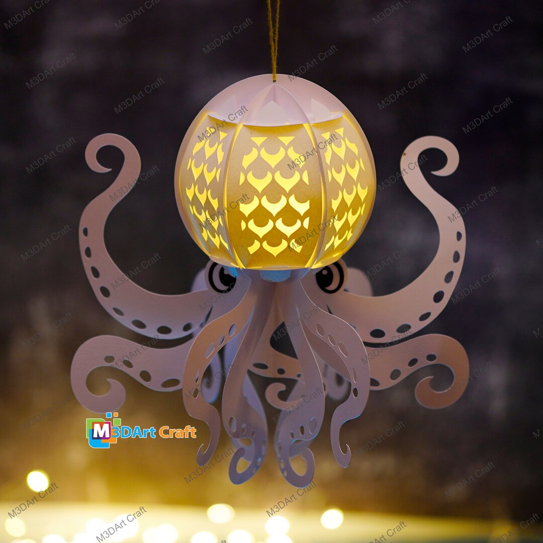Octopus Lantern PDF, SVG, Studio Templates - DIY Octopus Paper Lantern ...