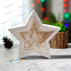 Pack 3 Christmas Star Lantern Shadow Box SVG for Cricut Proroject ...