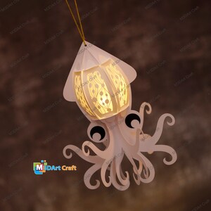 Set 3 Squid Lantern PDF, SVG, Silhouette Studio Templates - Ocean ...