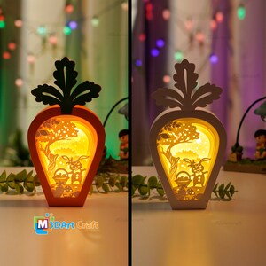 Cute Rabbit Easter Carrot Shadow Box SVG for Cricut Projects - Easter ...