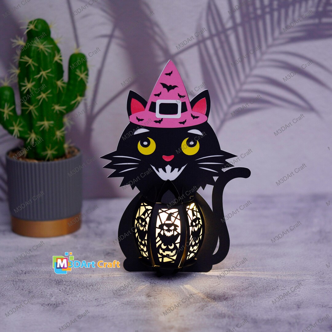 Cat Lanterns PDF, SVG Templates for Cricut Project - Paper Cutting DIY ...