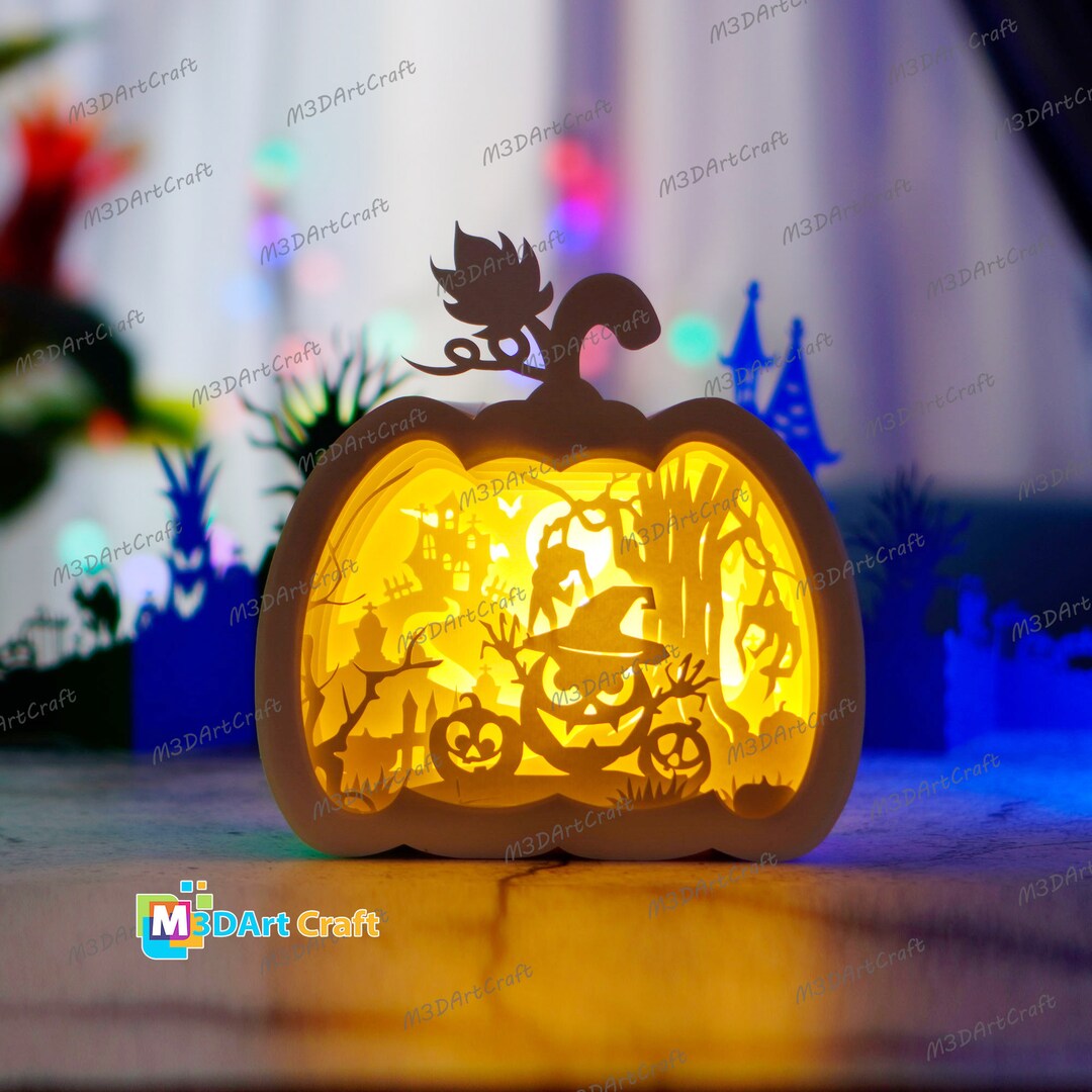 Pumpkin Shadow Box, Pumpkin Lantern SVG for Creating Pumpkin Lantern ...