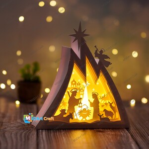 Nativity Scene Lantern Shadow Box SVG - DIY Nativity Scene, Holy Family ...