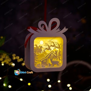Paper Lantern Gift Box SVG Template – Christmas Ornaments, Cricut (PDF ...