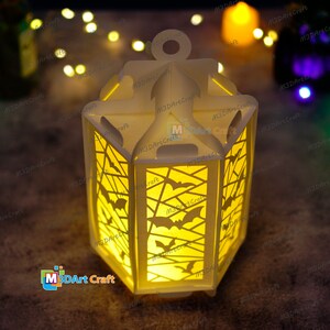 Combo 3 Hexagon Lantern SVG for Cricut Projects Diy Halloween Lantern ...