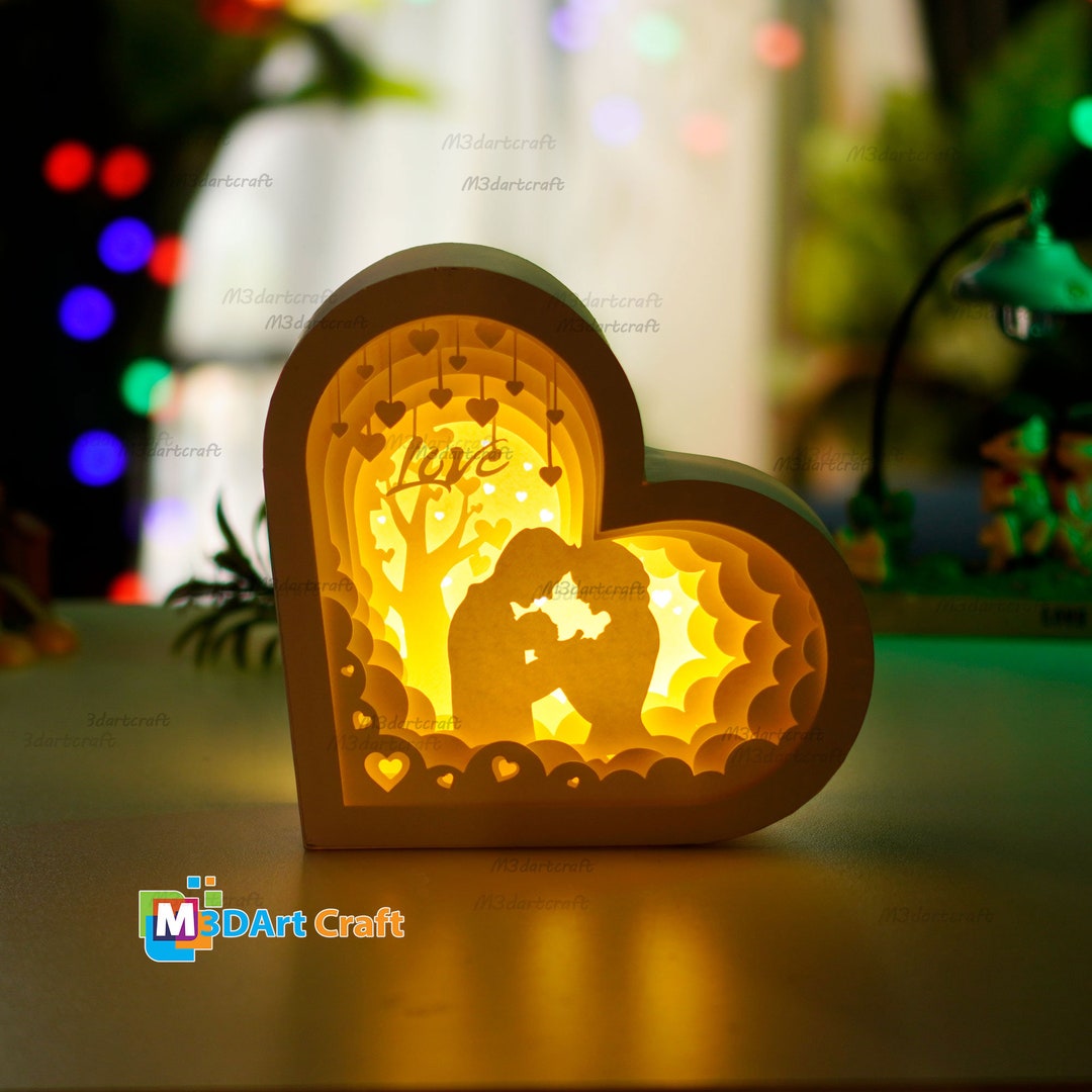 Family Heart Lanterns Shadow Box SVG for Cricut Projects Diy Family Day Crafts, Paper Cut ...