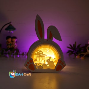 Rabbit Family in Bunny Lanterns Shadowbox, Easter Lightbox PDF, SVG for ...