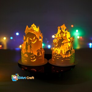 Paper Cut Lamp for Halloween SVG, PDF Templates for Creating Halloween ...
