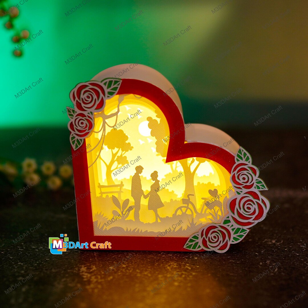 Couple Love Flower Heart Shadow Box SVG for Cricut Projects - Diy ...