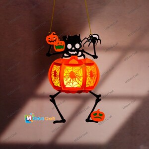 Skeleton Pumpkin Lanterns PDF, SVG Templates for Cricut Project - Paper ...