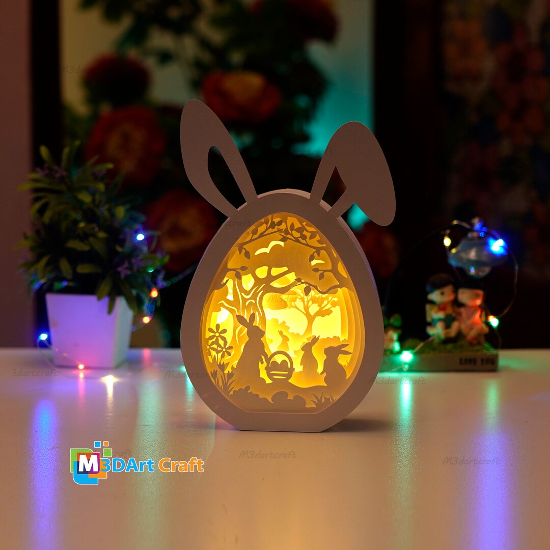 Rabbit Family Easter Eggs Shadow Box SVG for Cricut Projects - Easter ...