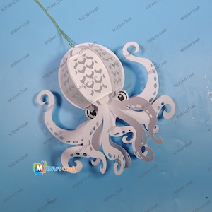 Octopus Lantern PDF, SVG, Studio Templates - DIY Octopus Paper Lantern ...