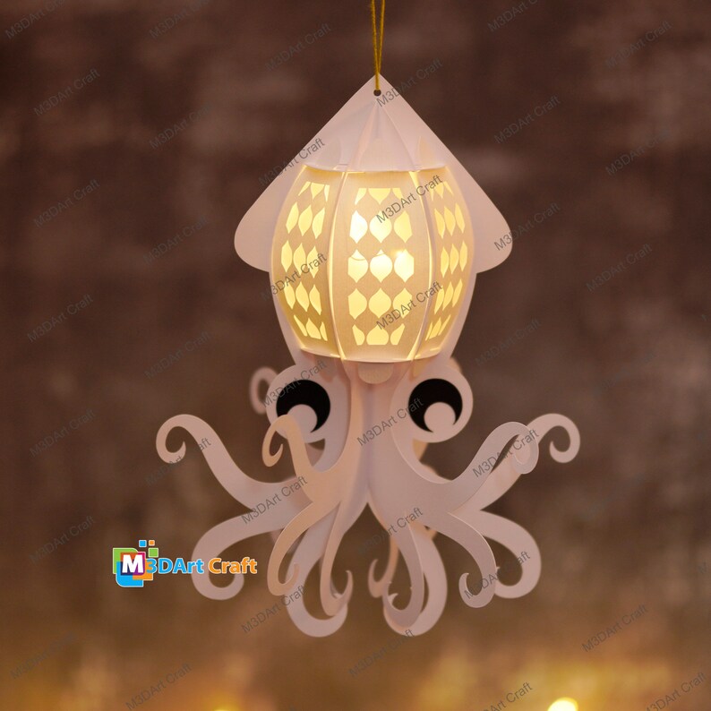Set 3 Squid Lantern PDF, SVG, Silhouette Studio Templates - Ocean ...