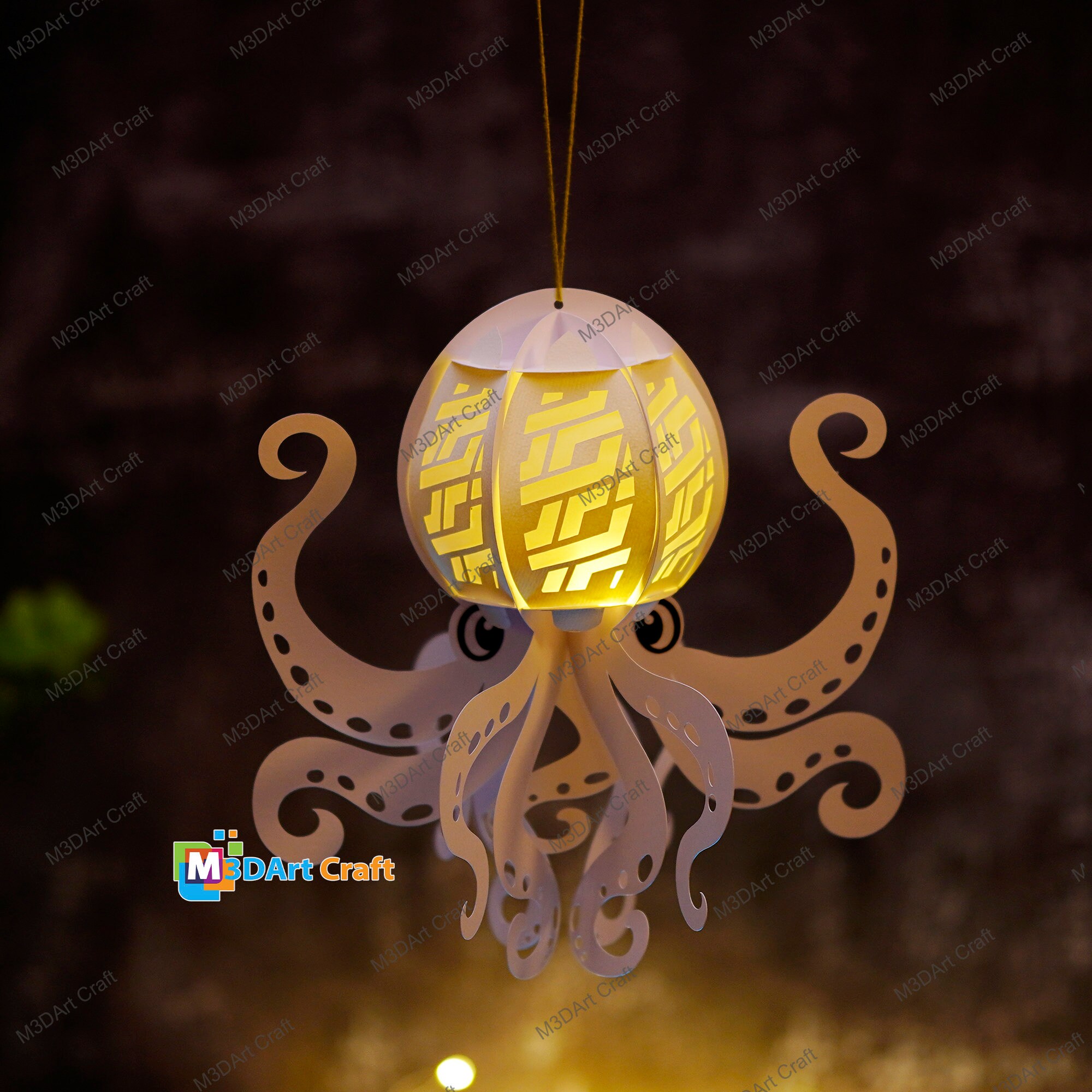 Set 3 Octopus Lantern PDF, SVG, Studio Templates - DIY Fish Paper ...
