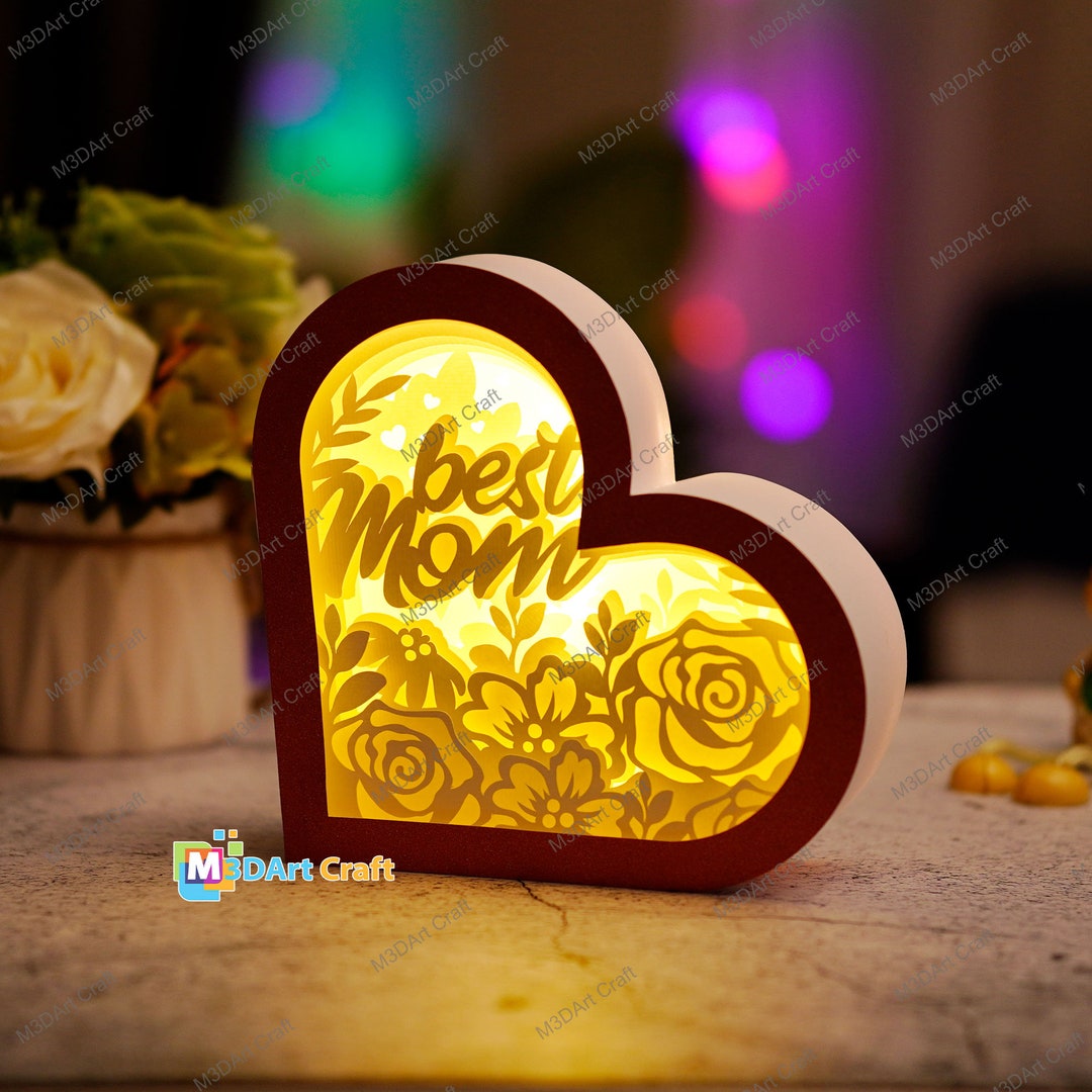 Best Mom Heart Lanterns Shadow Box PDF, SVG for Cricut Projects - Diy ...