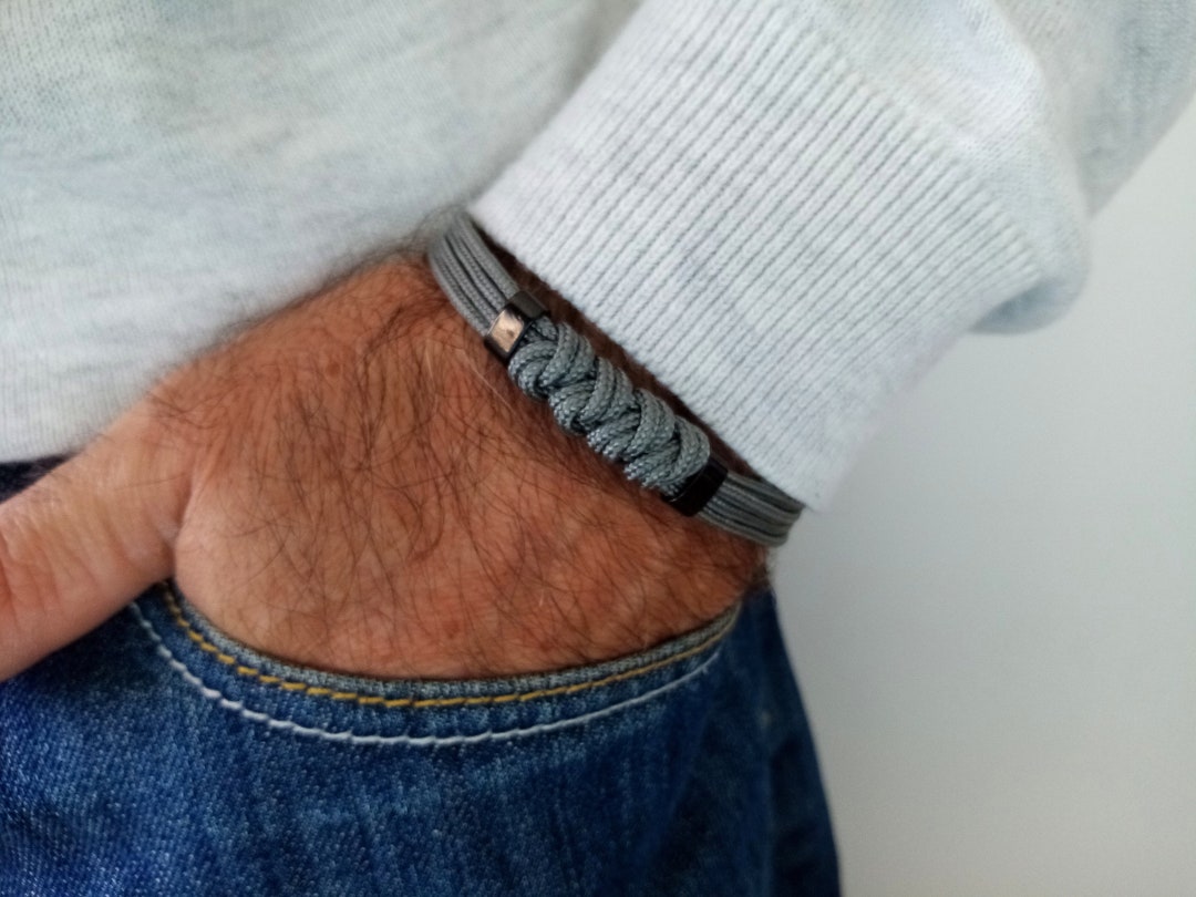 Bracelet homme en corde, gravure personnalisé fait main en France ...
