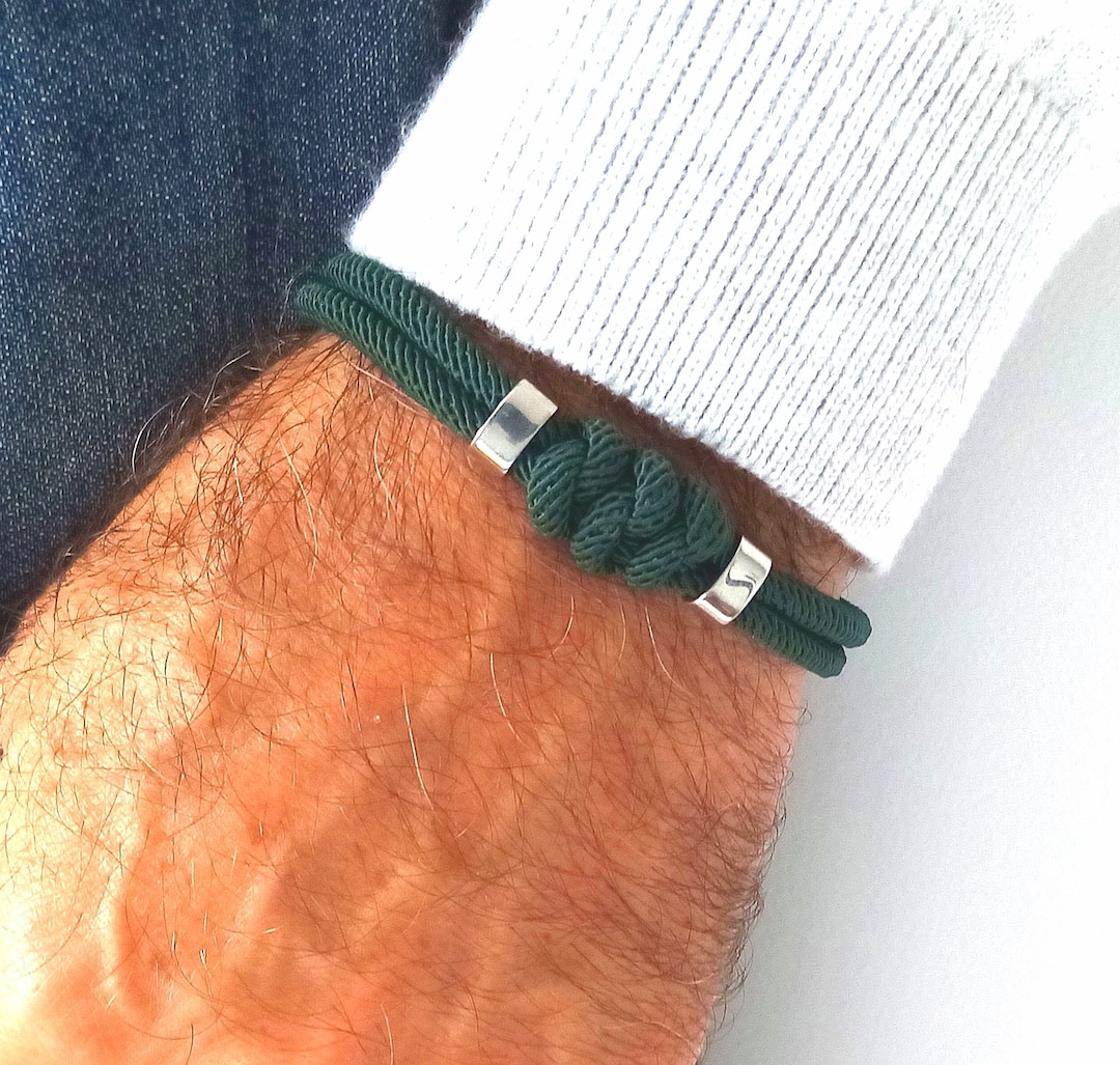 Bracelet homme en corde, gravure personnalisé fait main en France ...