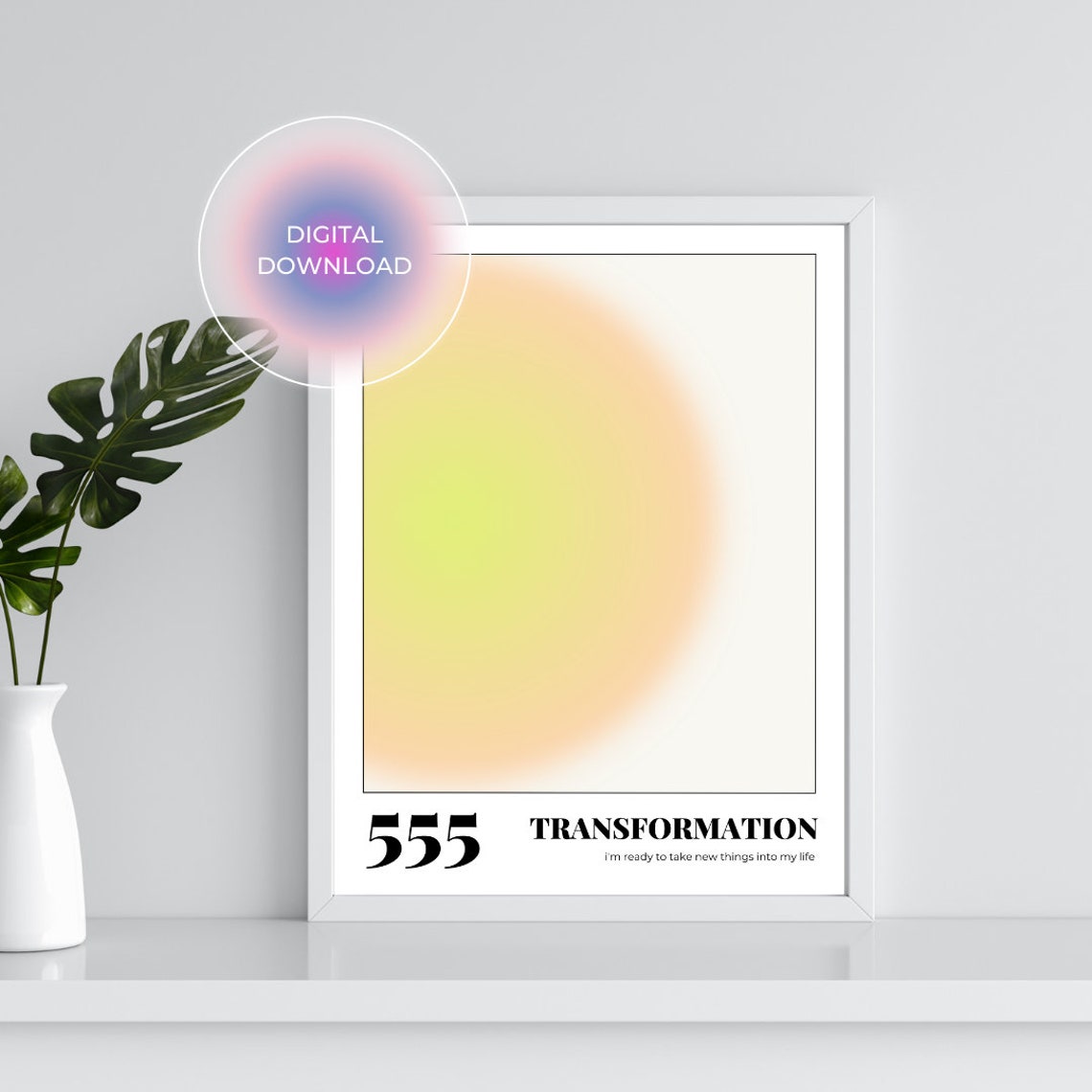 Aura Angel Number Poster 555 Instant Printable Download Orange Gradient ...