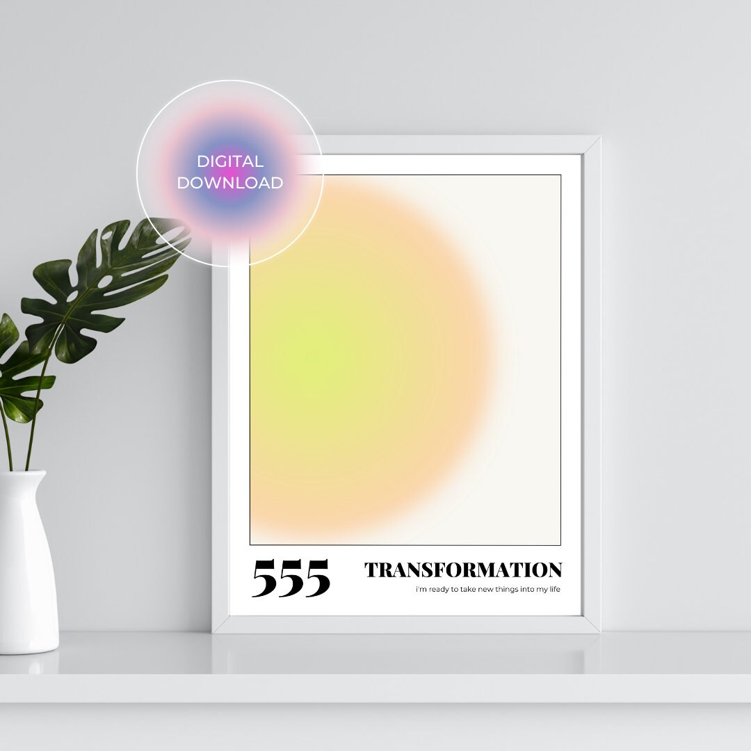Aura Angel Number Poster 555 Instant Printable Download Orange Gradient ...