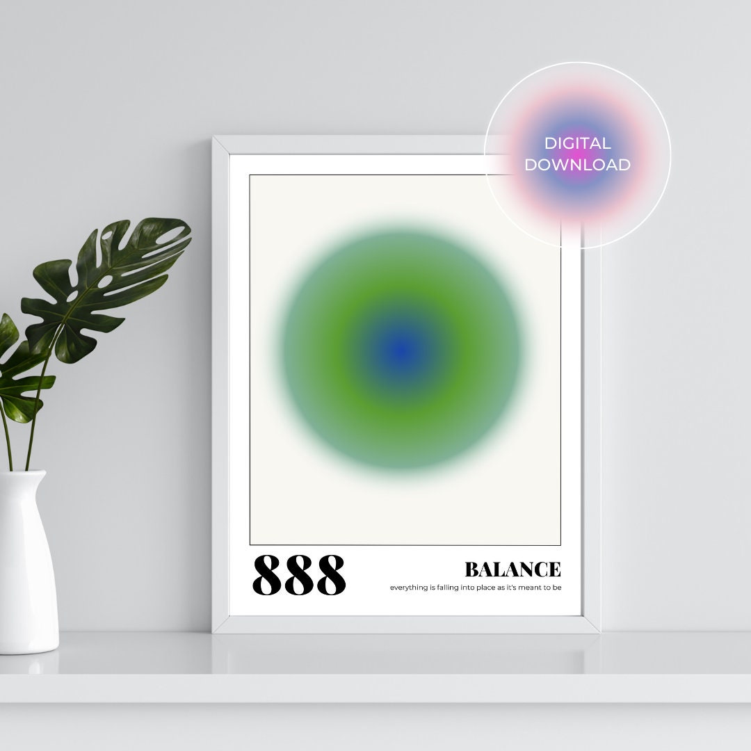 Aura Angel Number Poster 888 Instant Printable Download, Angel Number ...