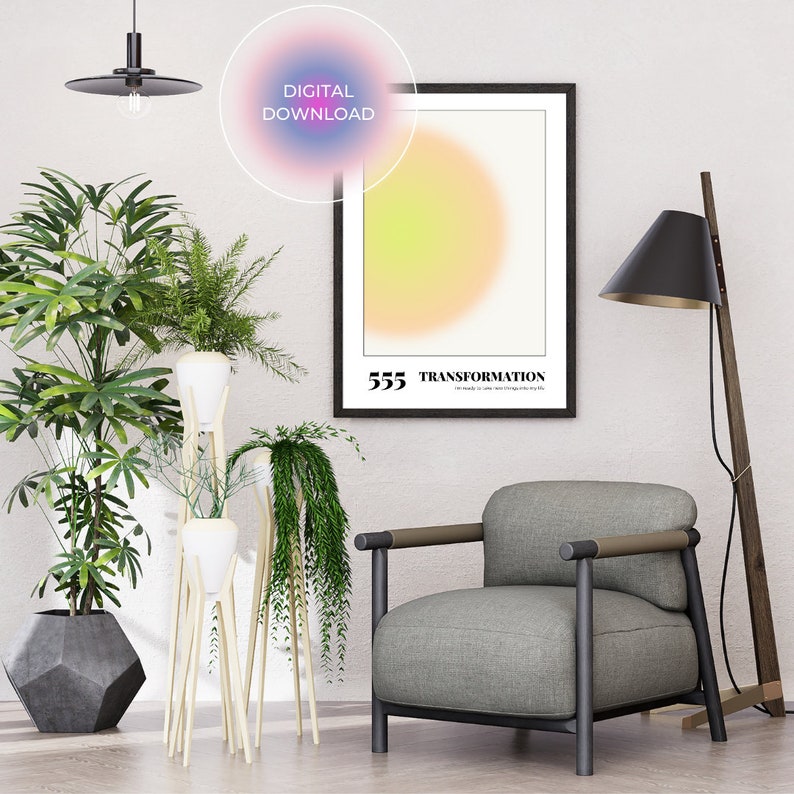 Aura Angel Number Poster 555 Instant Printable Download Orange Gradient ...