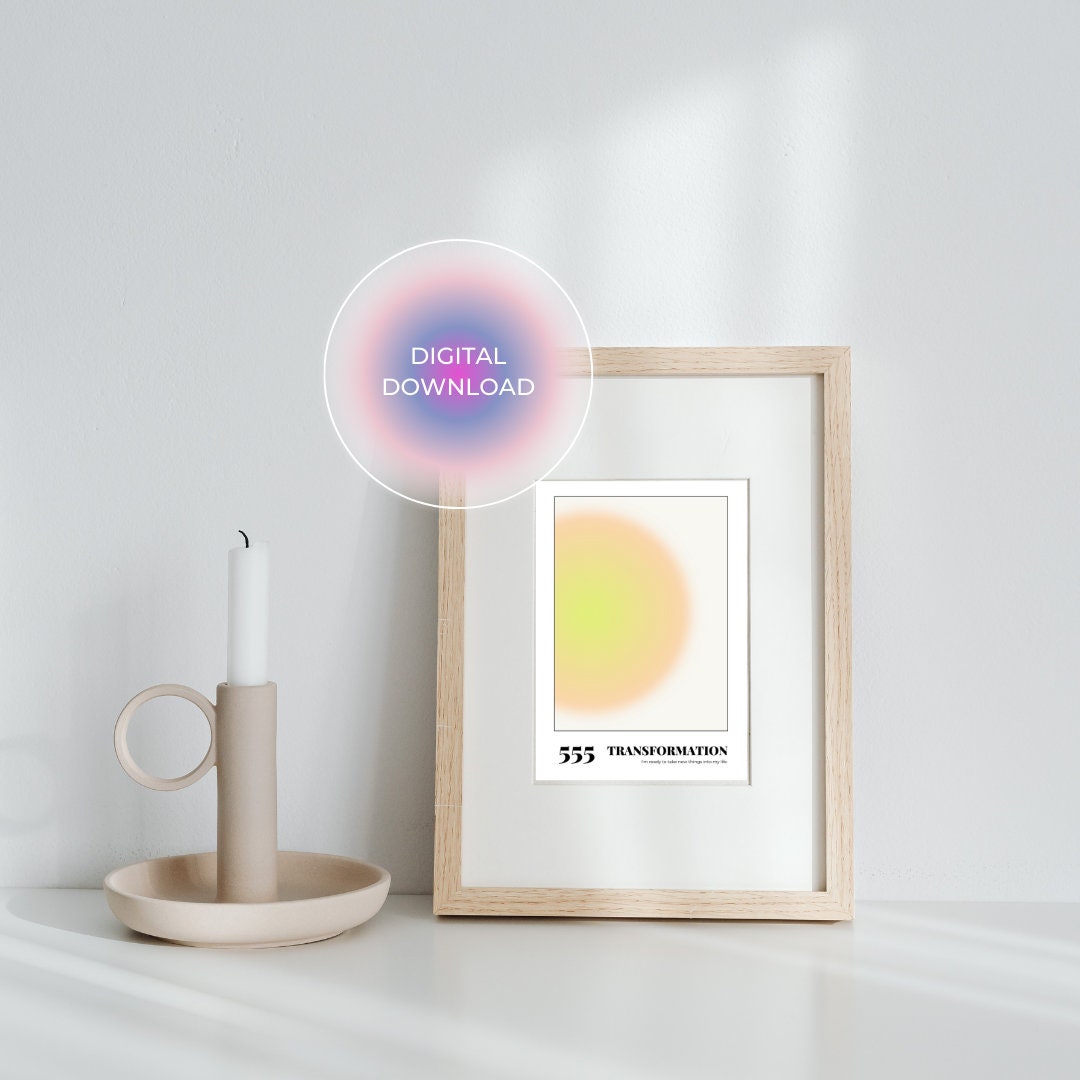Aura Angel Number Poster 555 Instant Printable Download Orange Gradient ...