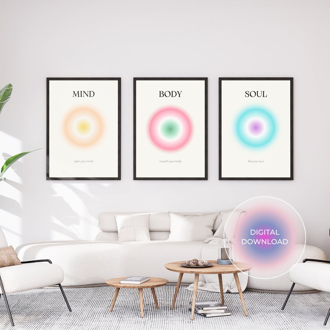 Set of 3 Mind Body Soul Posters Aesthetic Homedecor Healing Poster ...